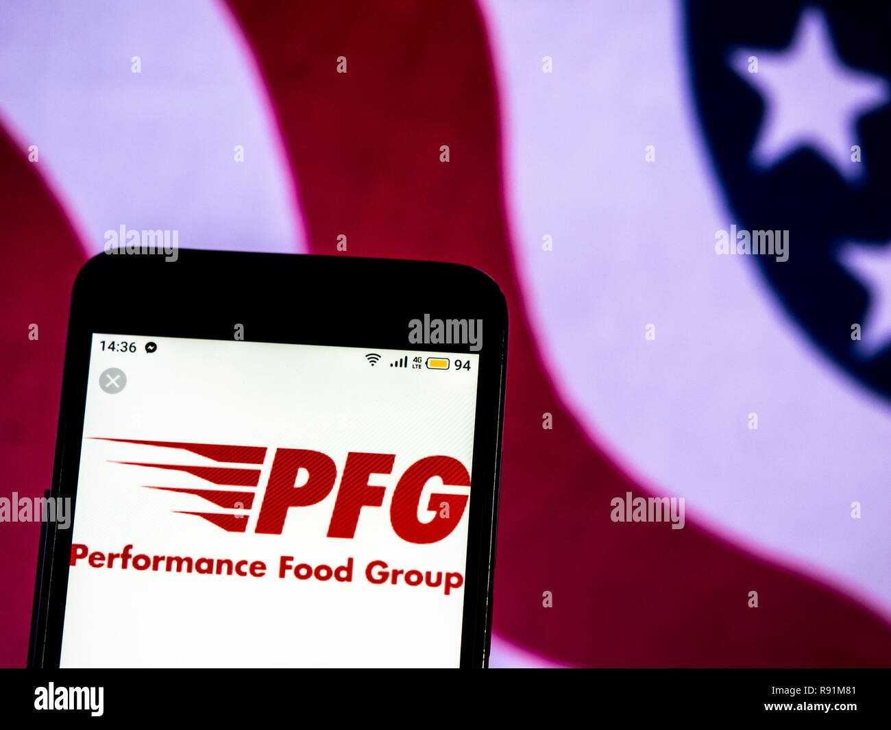 Performance Food Group Company logo seen displayed on smart phone Stock ...