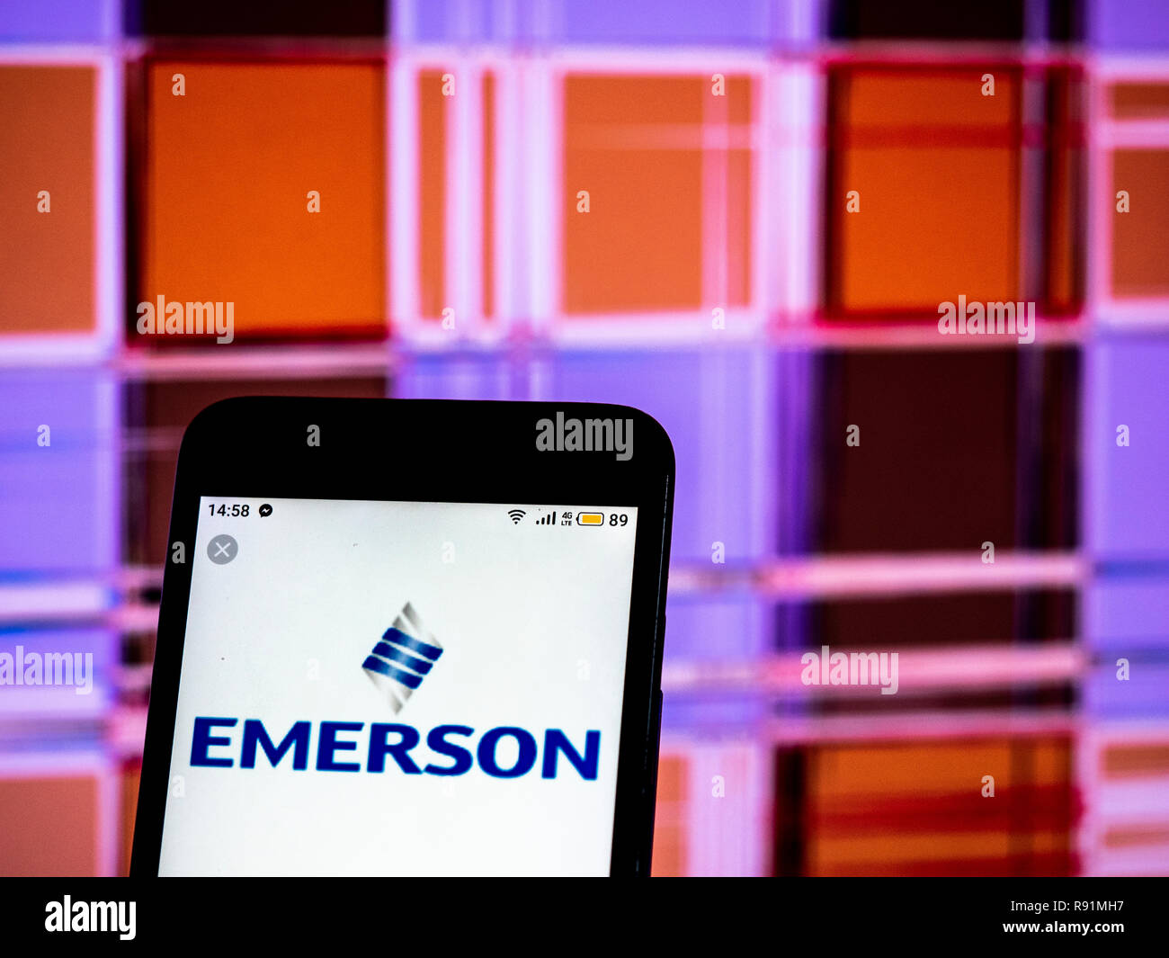 Emerson Electric Manufacturing company logo seen displayed on smart ...