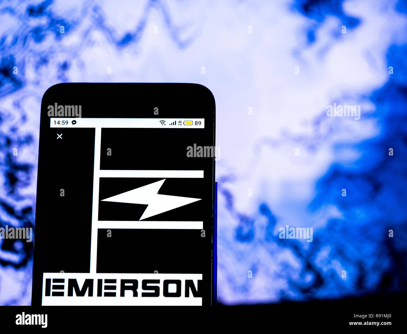 Emerson Electric Manufacturing company logo seen displayed on smart ...