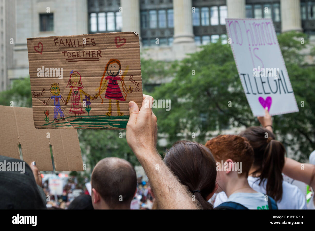 "Families Belong Together" protesters in Chicago's Daley Plaza on a ...