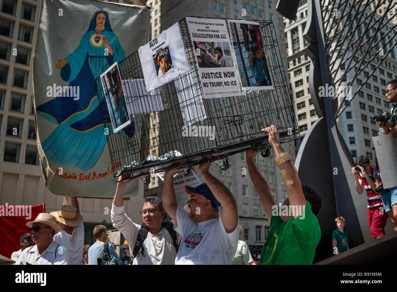 "Families Belong Together" protesters in Chicago's Daley Plaza on a ...