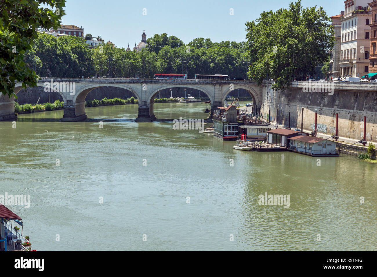 ROME, ITALY - JUNE 22, 2017: Amazing Panoramic view of Tiber River in ...