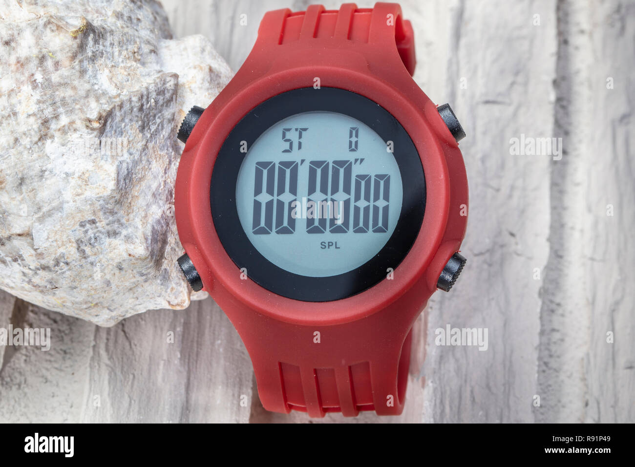 Plastic smart watch with rubber wrist strap with clasp Stock Photo - Alamy