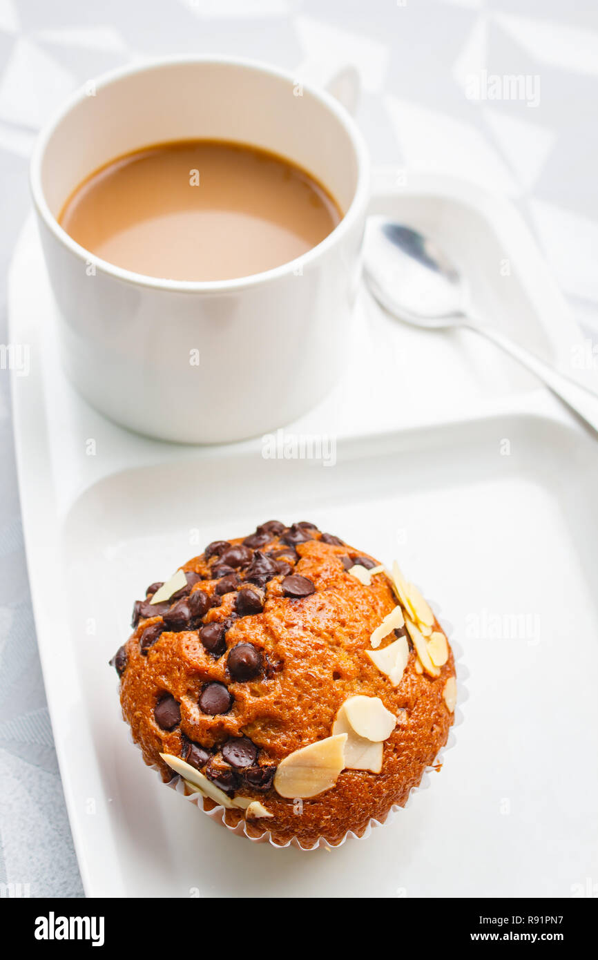 Break time concept with banana cake and coffee Stock Photo - Alamy