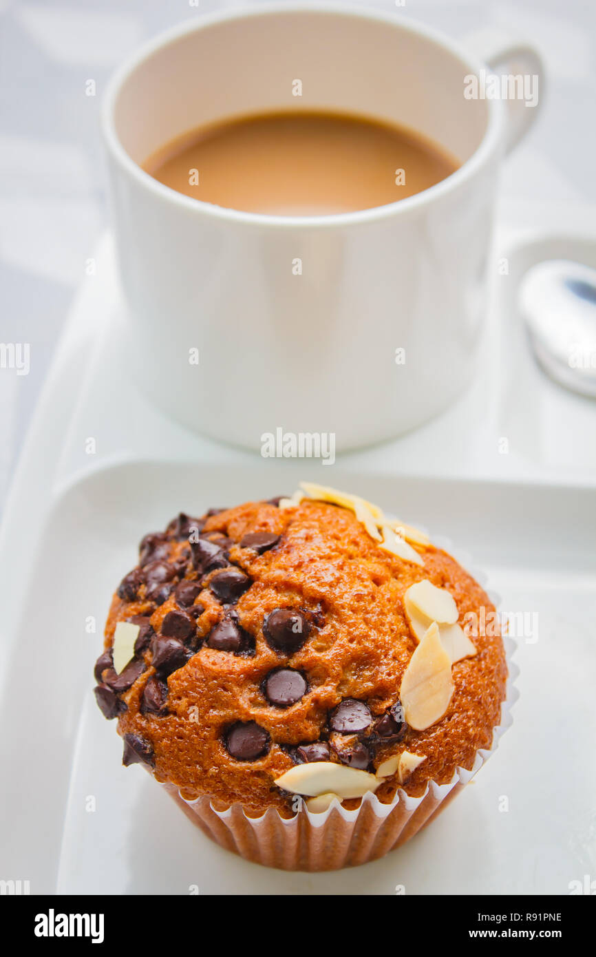 Break time concept with banana cake and coffee Stock Photo - Alamy