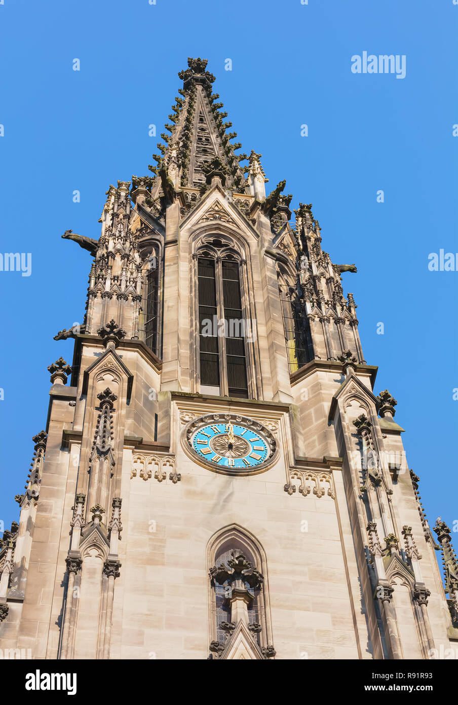 The tower of the famous Elisabethenkirche church in the Swiss city of ...