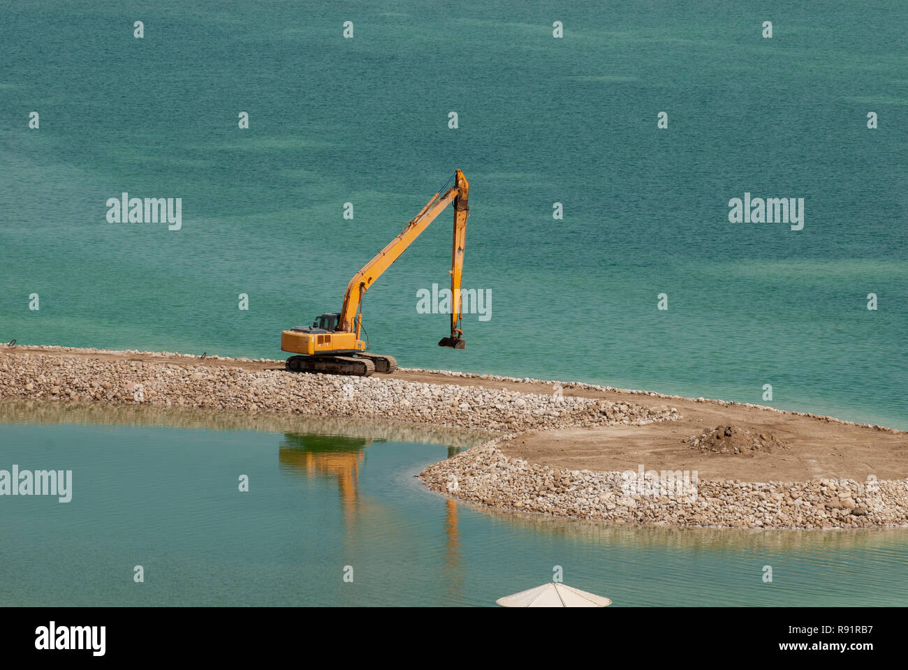 The evaporation pools at the Dead Sea Works (DSW), Dead Sea, Israel ...