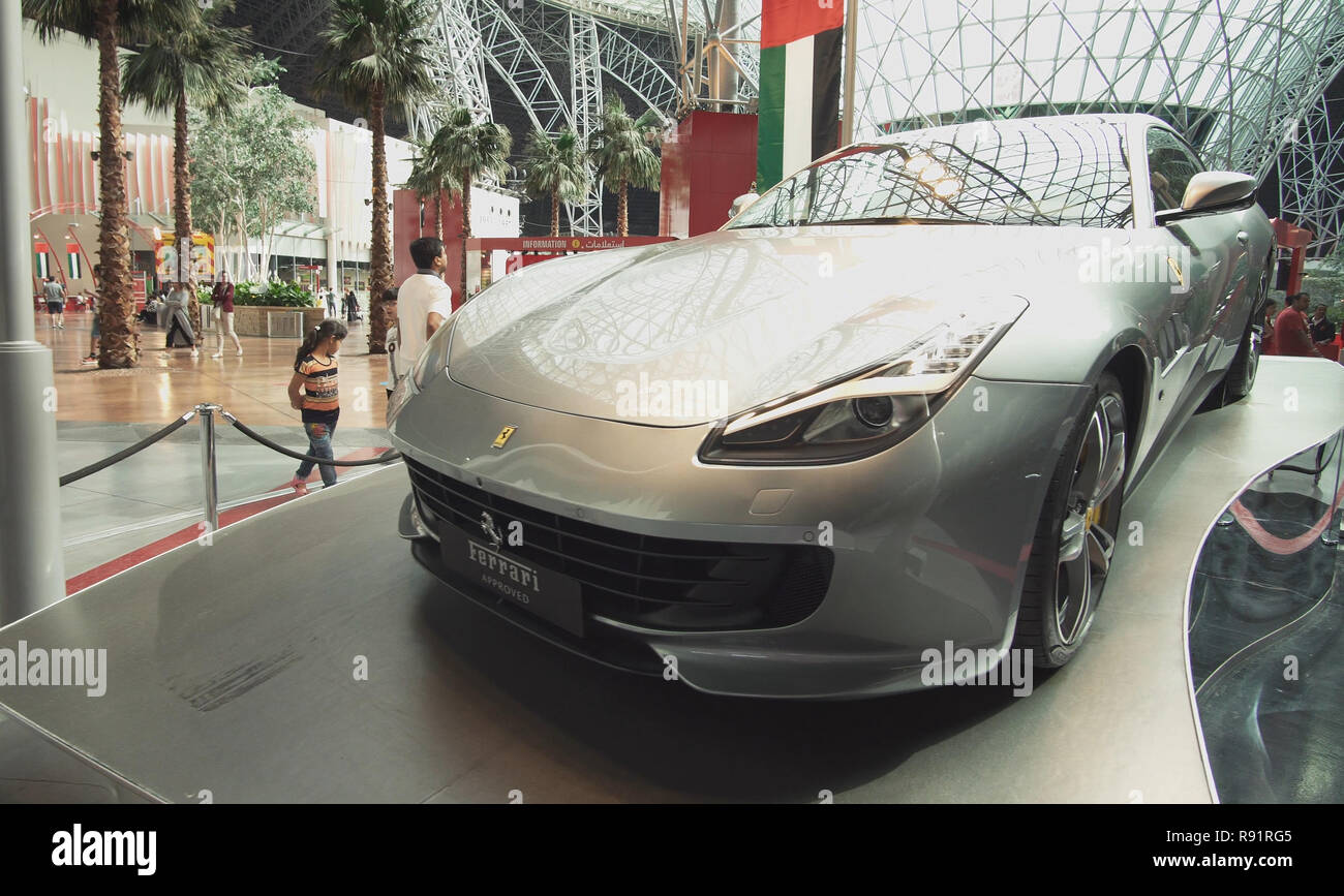 Exhibition car in a theme park Ferrari World Abu Dhabi Stock Photo - Alamy