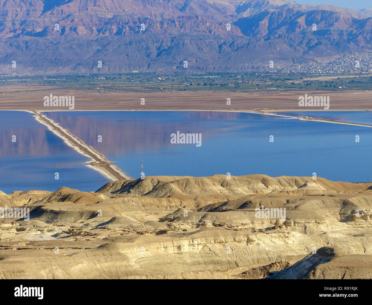 The evaporation pools at the Dead Sea Works (DSW), Dead Sea, Israel ...