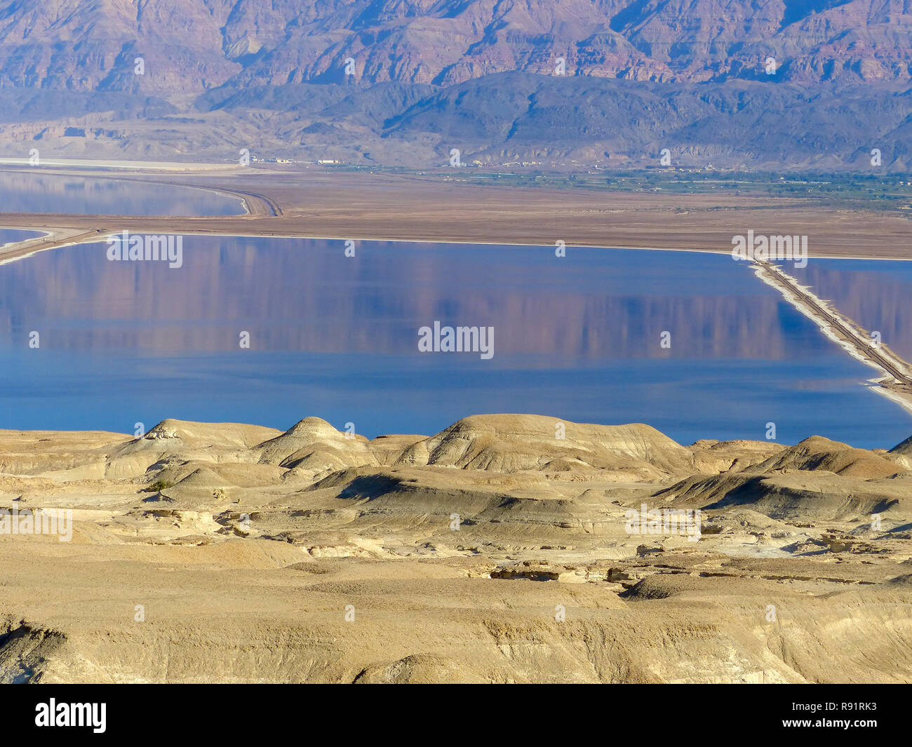The evaporation pools at the Dead Sea Works (DSW), Dead Sea, Israel ...