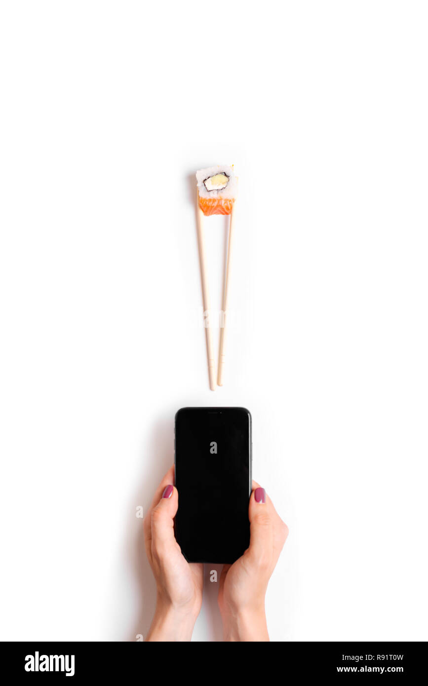 Japanese restaurant online order and delivery sushi rolls chopsticks ...