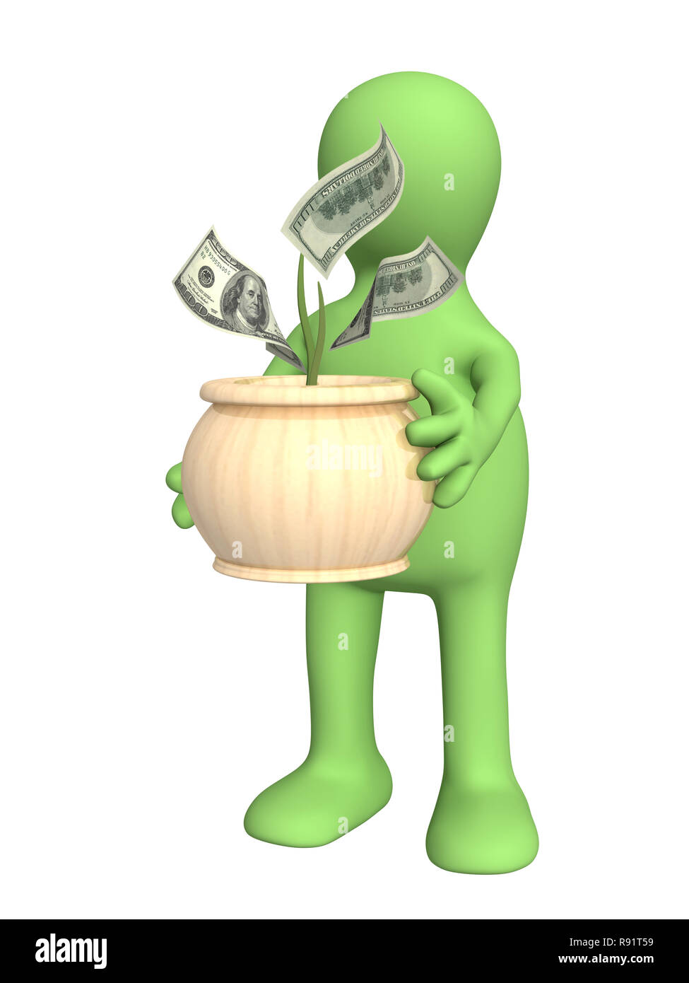 Puppet with monetary tree. Isolated over white Stock Photo - Alamy