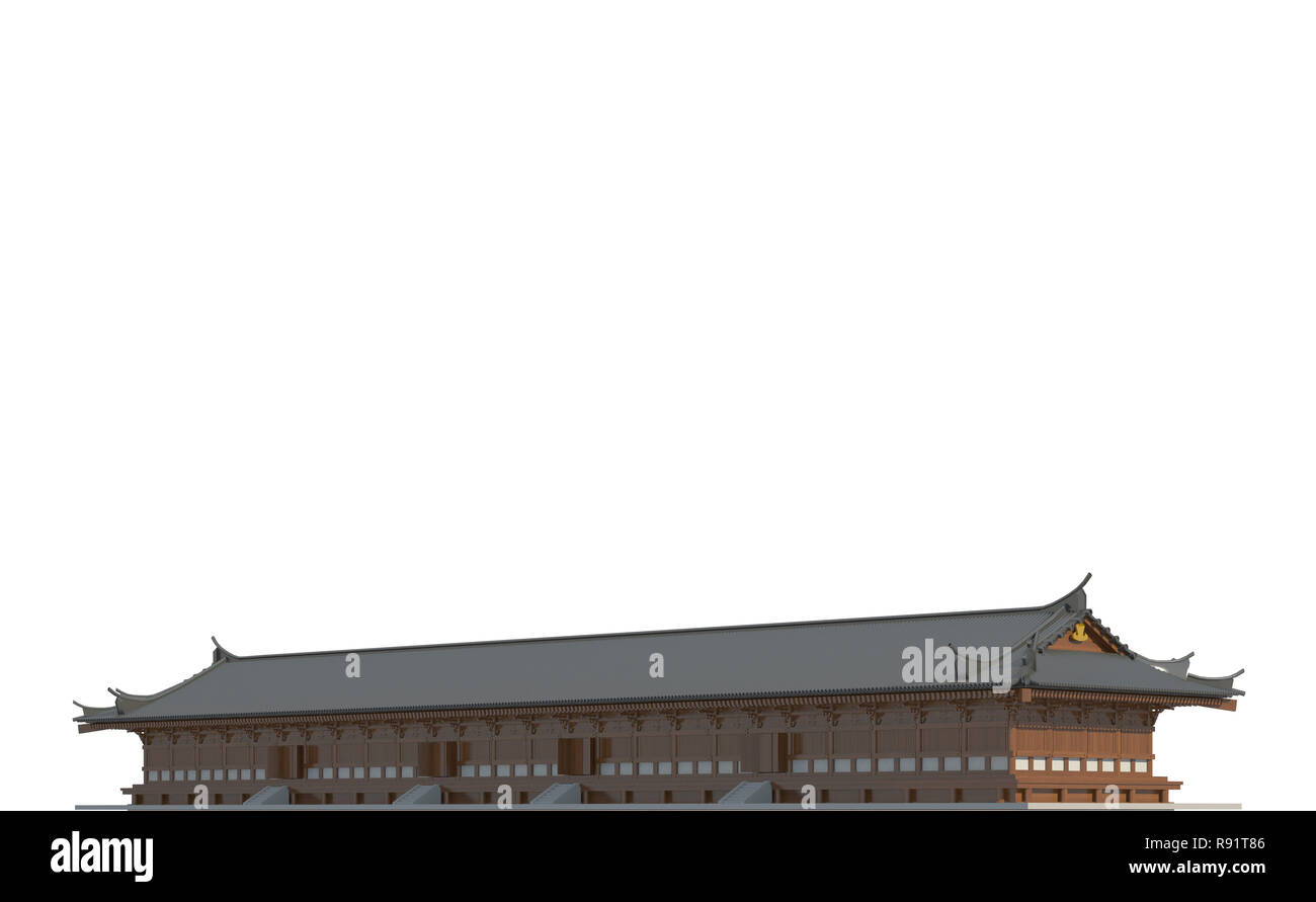 3D illustration old japanese house in traditional style isolated on ...