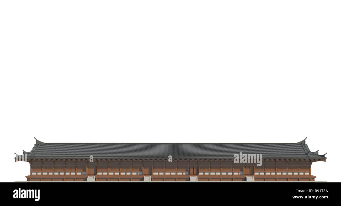 3D illustration old japanese house in traditional style isolated on ...