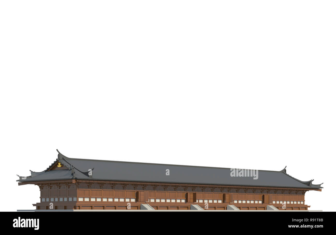 3D illustration old japanese house in traditional style isolated on ...