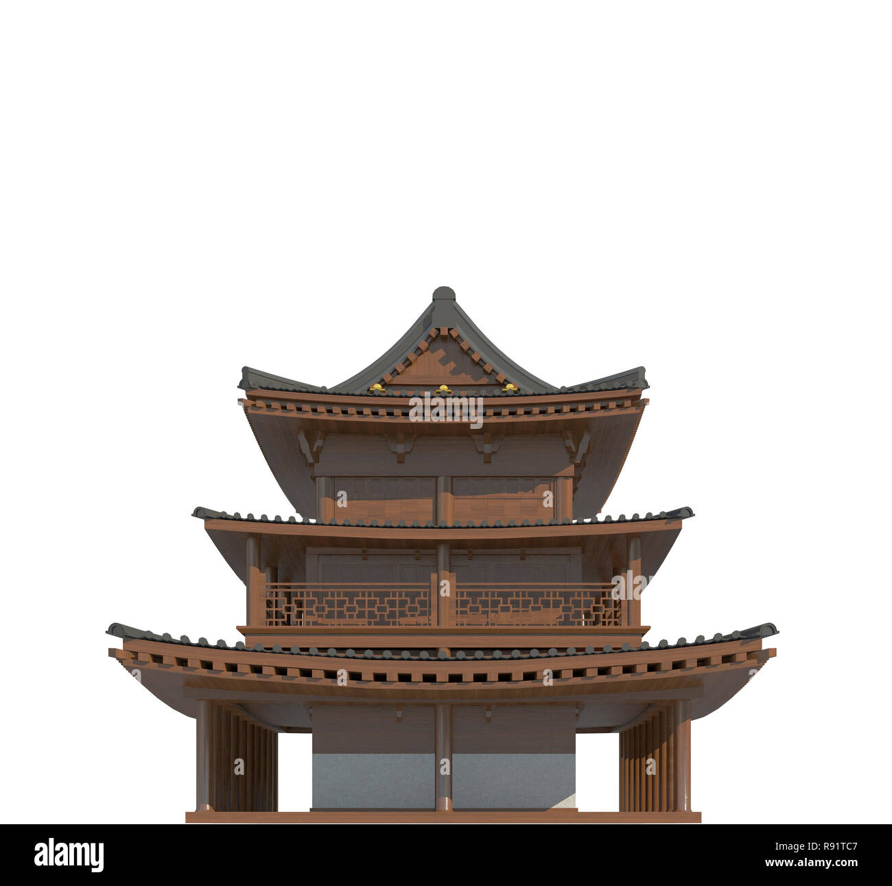 Old japanese building isolated on white background 3d illustration ...