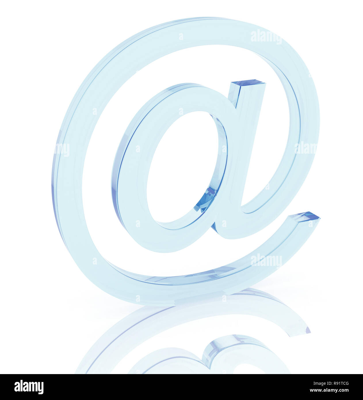 Email glass symbol of blue color. Over white Stock Photo - Alamy