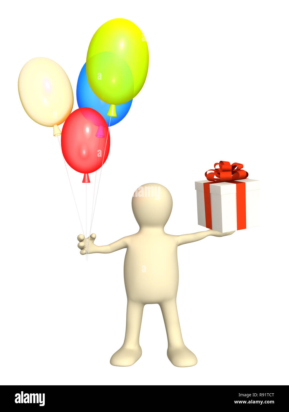 3d puppet with gifts - over white Stock Photo - Alamy