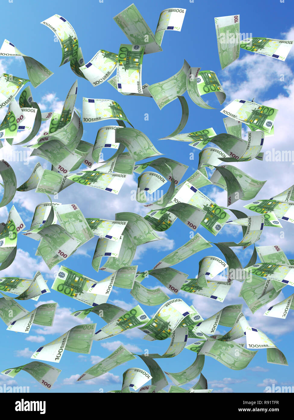 Symbol of wealth and success - rain from euros Stock Photo - Alamy