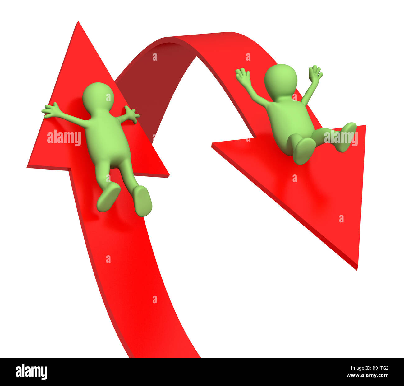 Conceptual image - rise and falling Stock Photo - Alamy