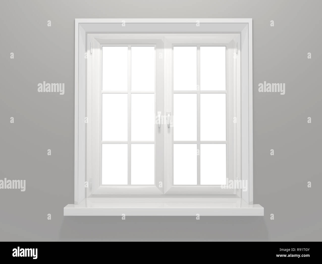Closed plastic window. 3d render Stock Photo - Alamy