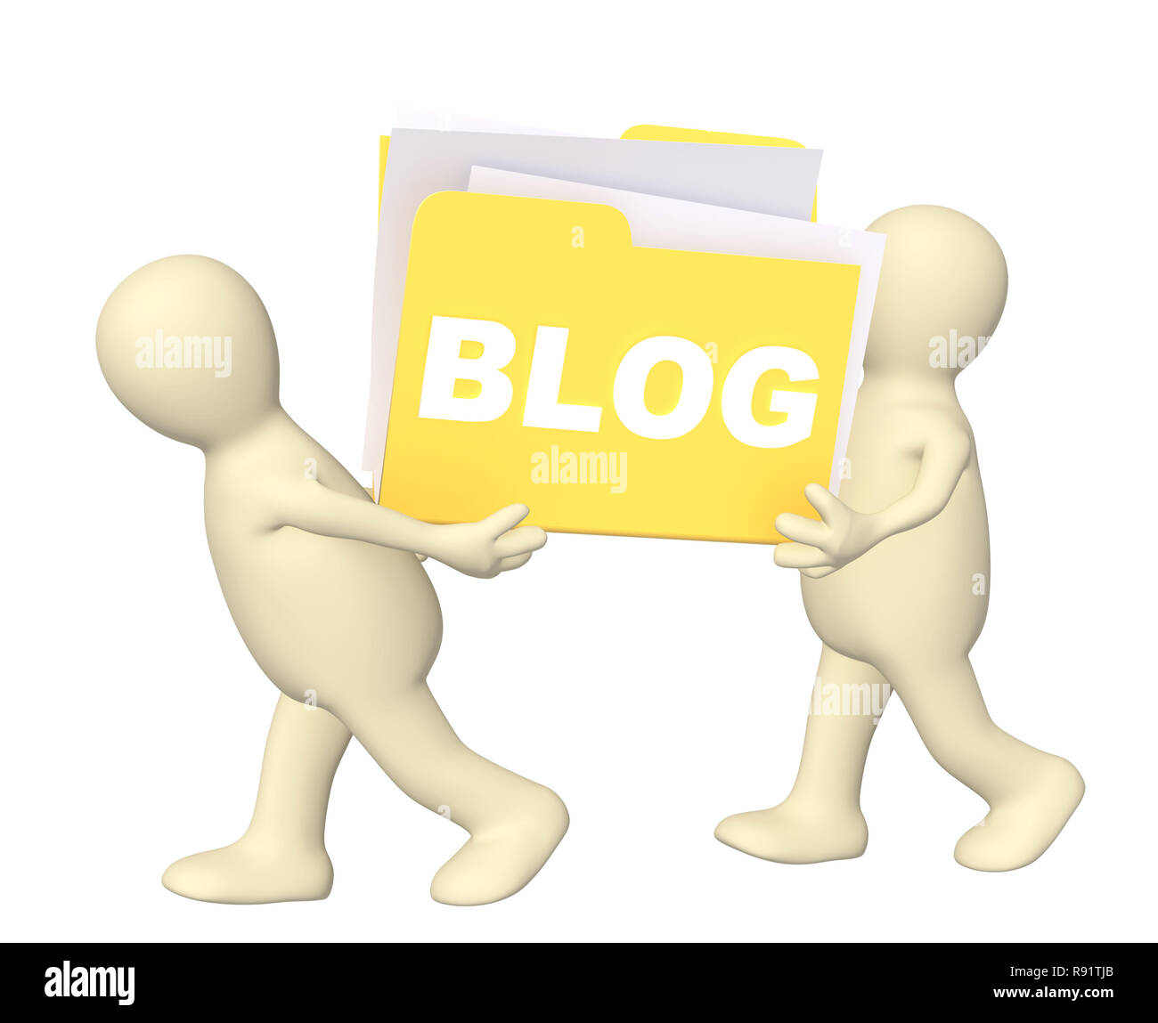 Puppets with folder - isolated over white Stock Photo - Alamy