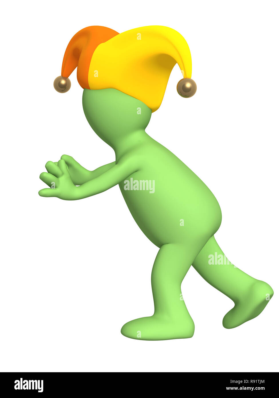 Joker - puppet, pushing invisible object. Isolated over white Stock ...