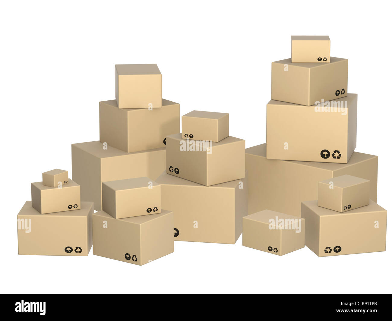 Cardboard 3d boxes. Objects isolated over white Stock Photo - Alamy