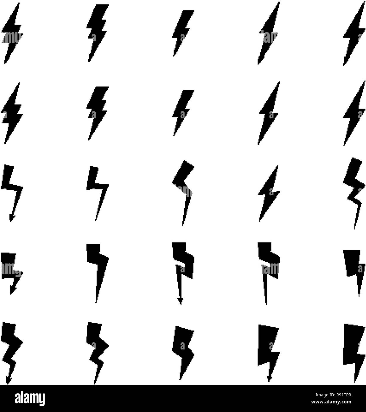 Simple black thunderbolt and lighting isolated icons Stock Vector Image ...