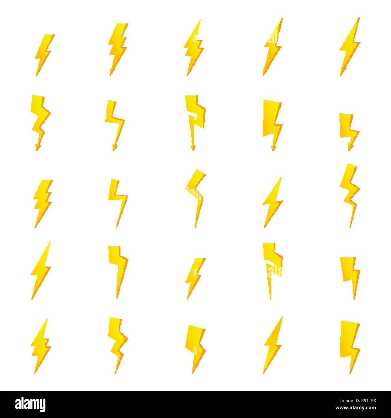 Set of flash and thunder bolt icons Stock Vector Image & Art - Alamy
