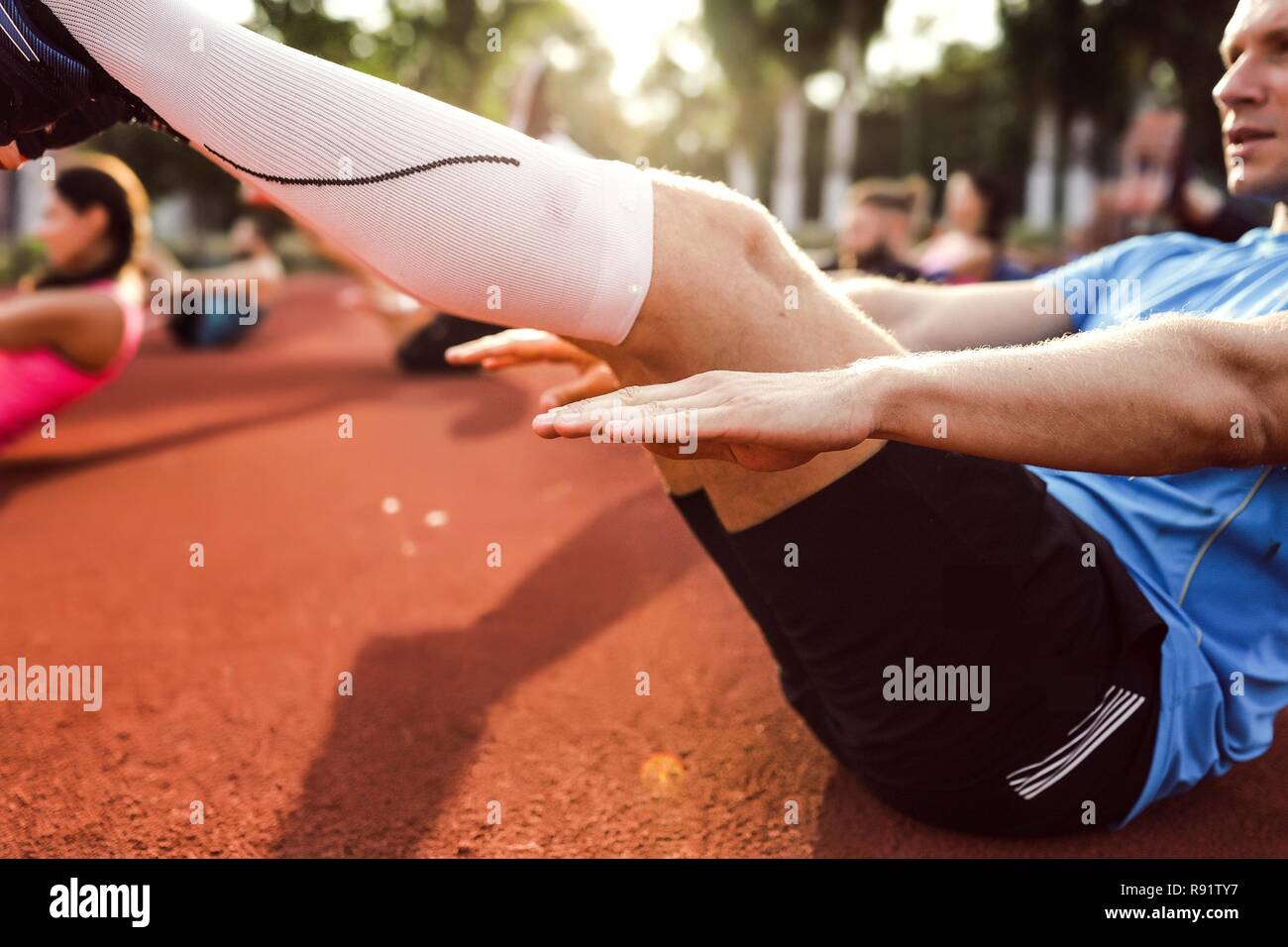 Black man pumping hands muscles hi-res stock photography and images - Alamy