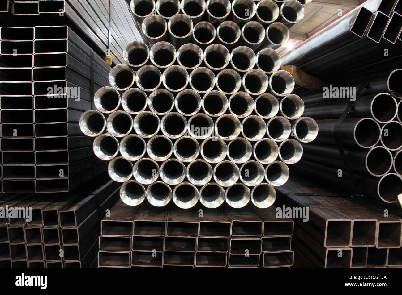 large steel pipes in the factory Stock Photo - Alamy