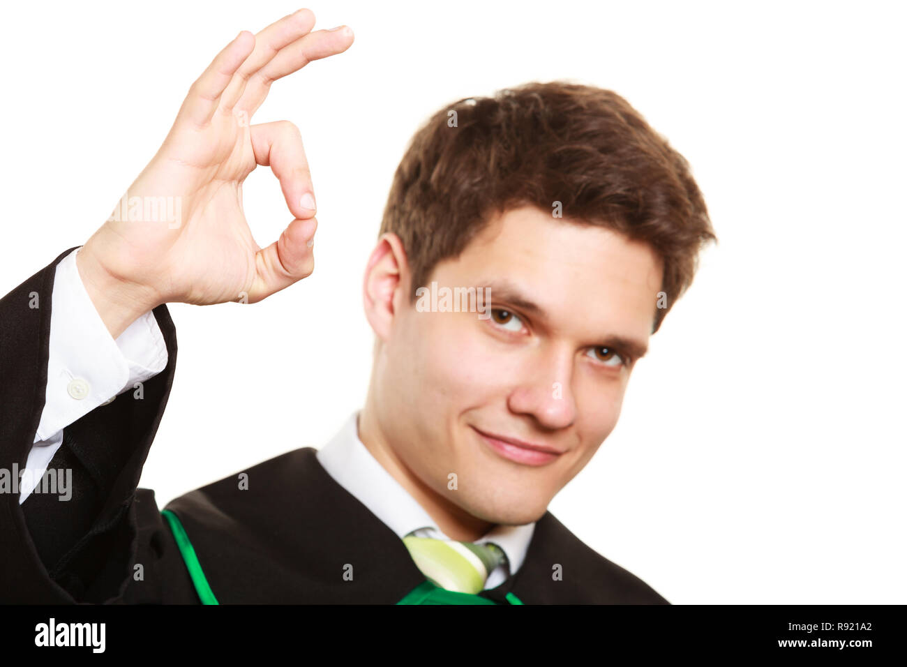 Law court. Man lawyer attorney in polish (Poland) black green gown ...