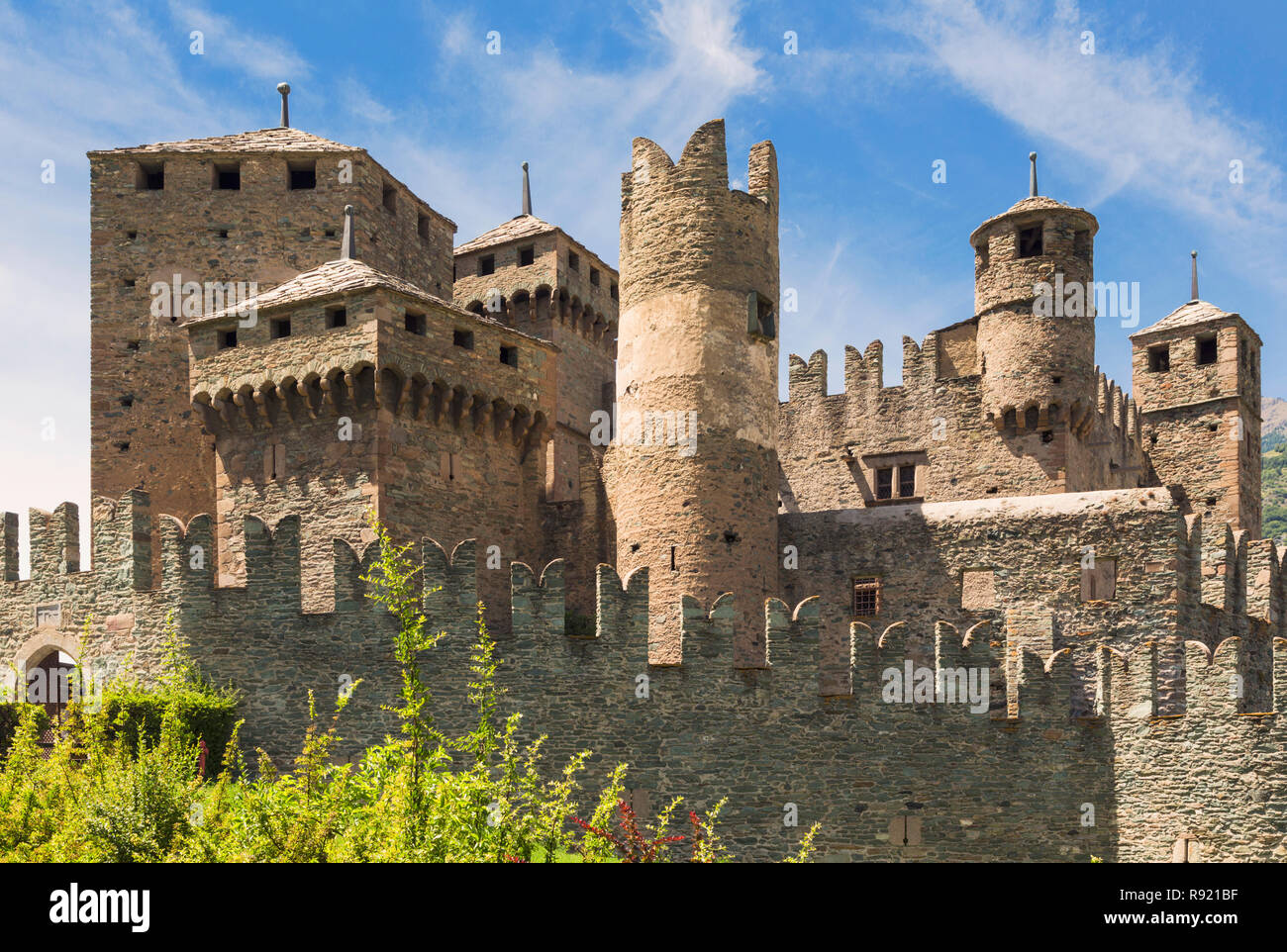 Fenis, Valle d'Aosta, Italy. The medieval Fenis Castle. Documents ...
