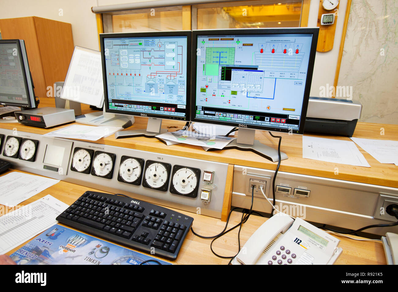 The control room hall of Krafla geothermal power station, that measures ...