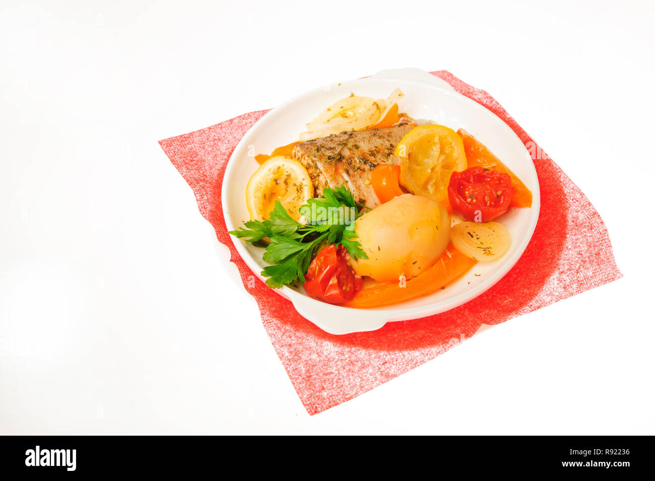Studio shot of restaurant food, isolated on white background Stock ...
