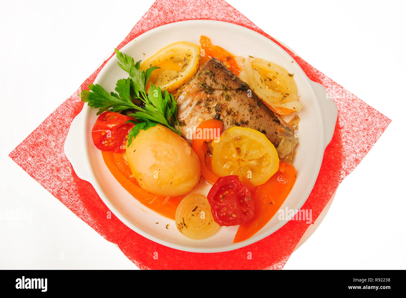 Studio shot of restaurant food, isolated on white background Stock ...