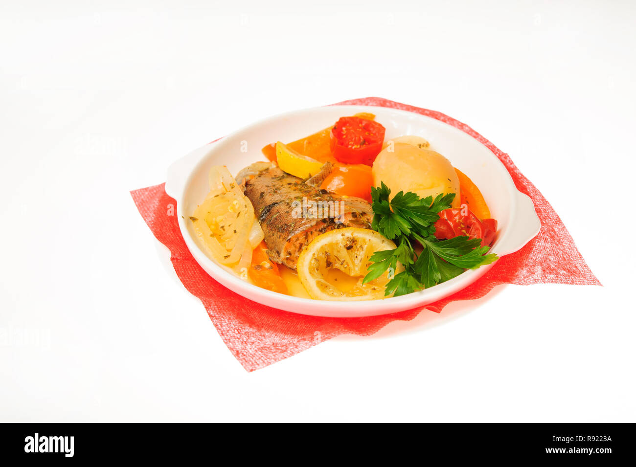 Studio shot of restaurant food, isolated on white background Stock ...