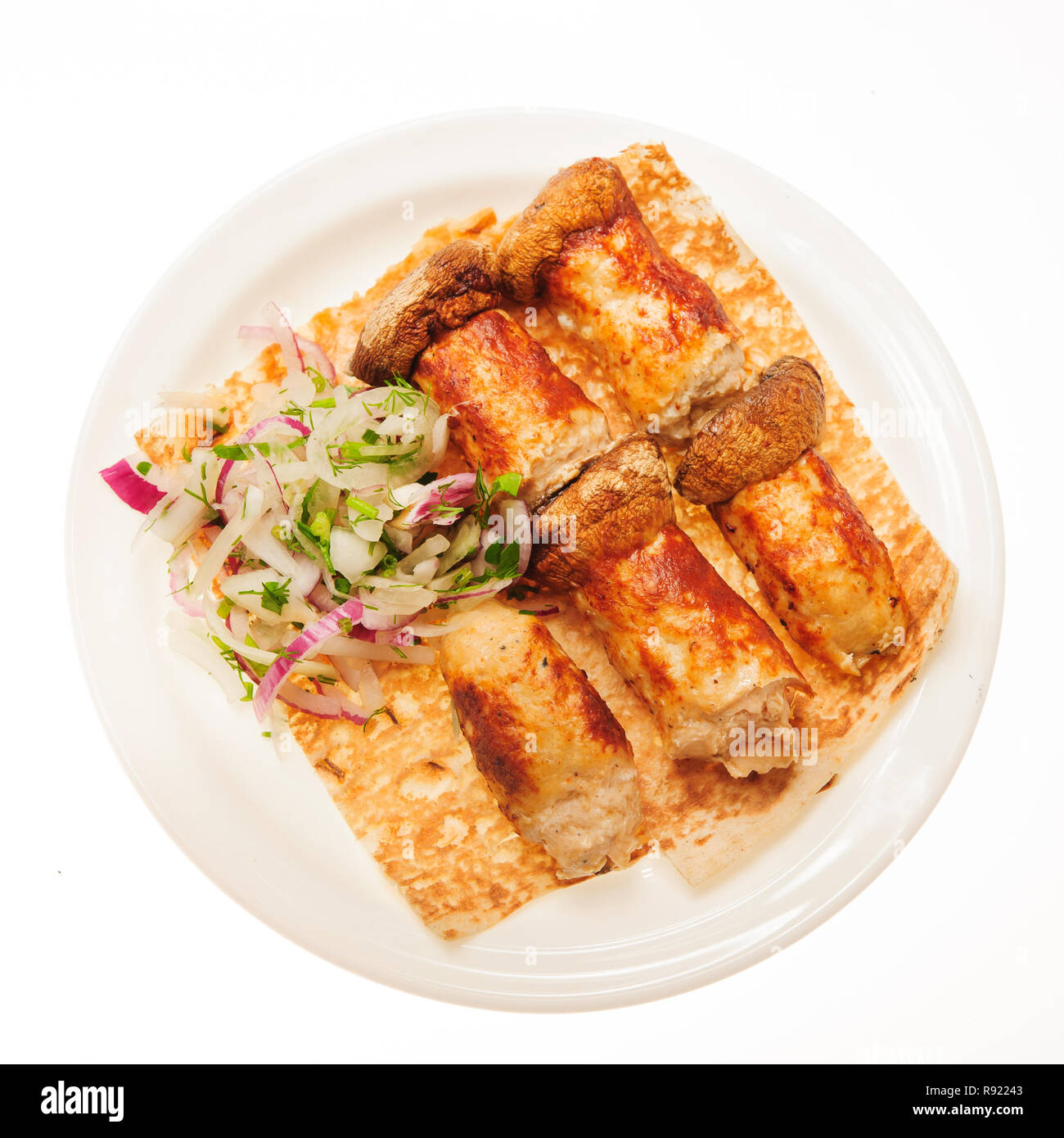 Studio shot of restaurant food, isolated on white background Stock ...
