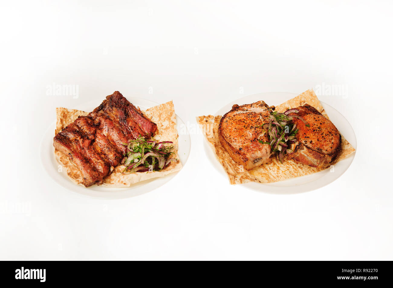 Studio shot of restaurant food, isolated on white background Stock ...