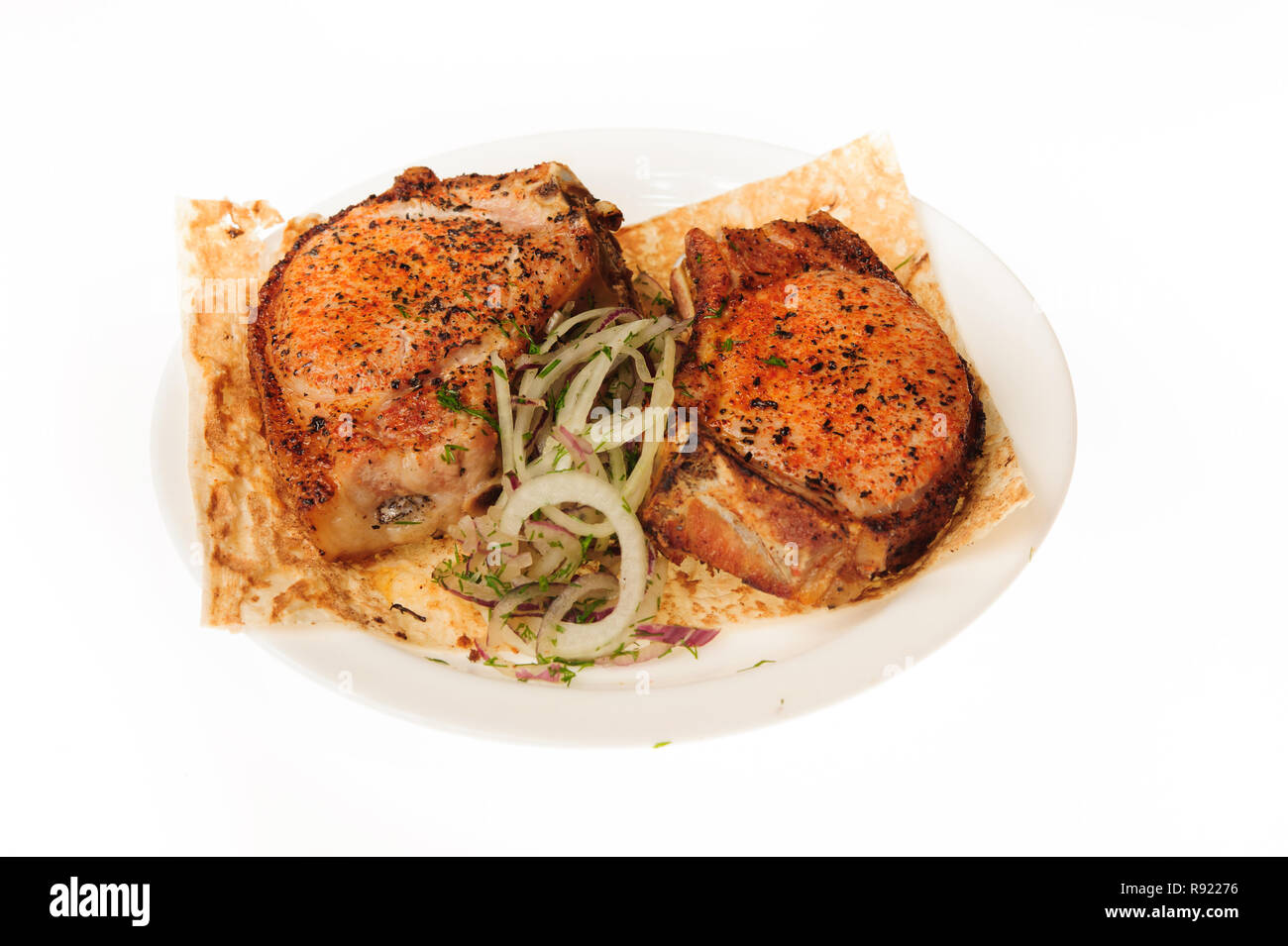 Studio shot of restaurant food, isolated on white background Stock ...
