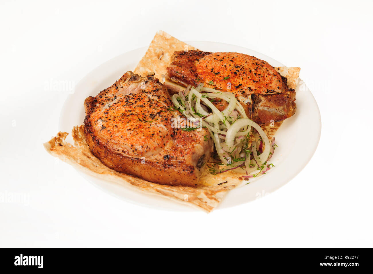 Studio shot of restaurant food, isolated on white background Stock ...