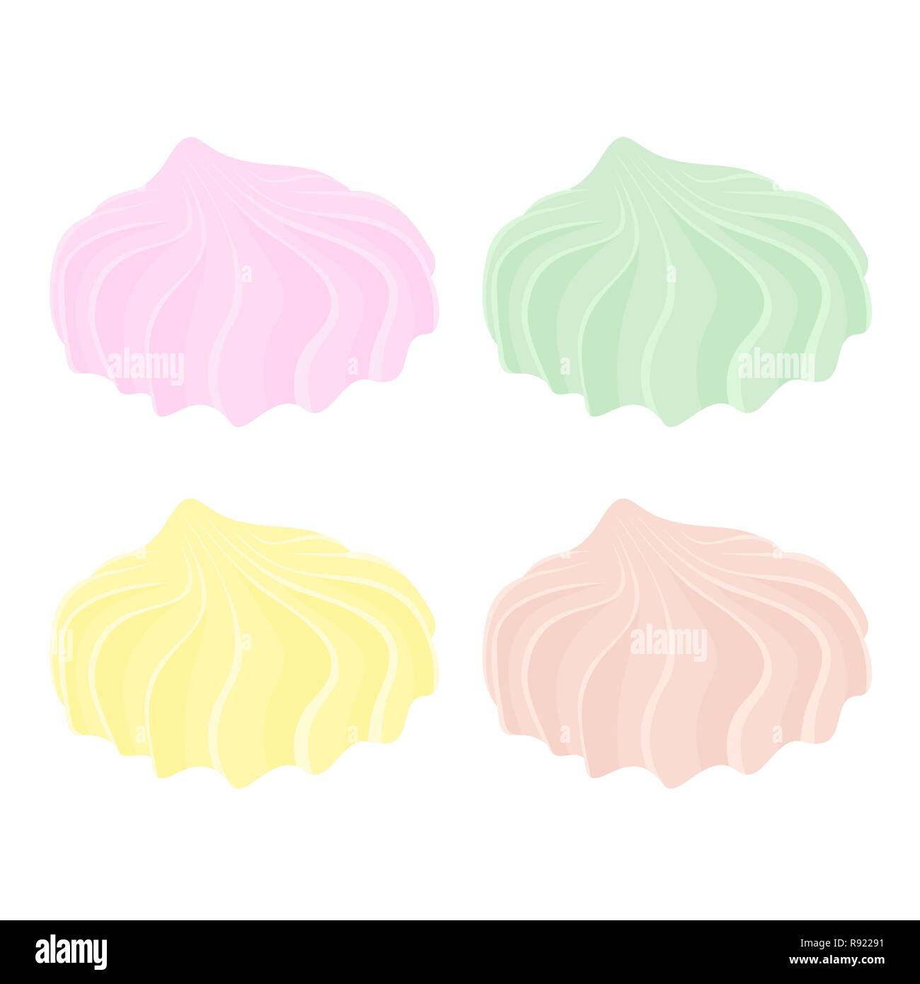Set of different cartoon varicolored meringues. Zephyr. Dessert. Vector ...