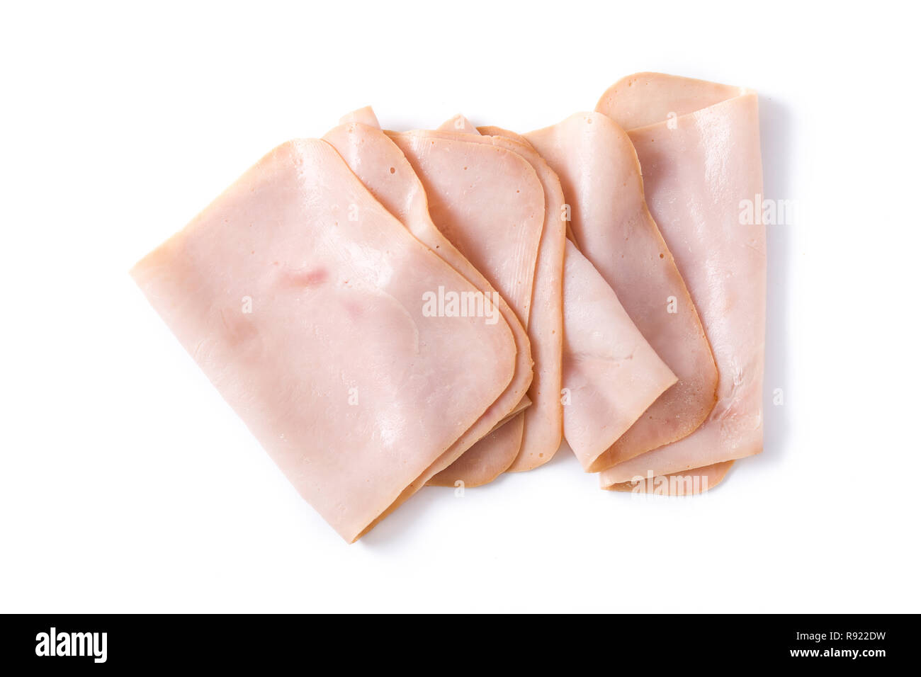 Turkey slices isolated on white background. Top view Stock Photo - Alamy