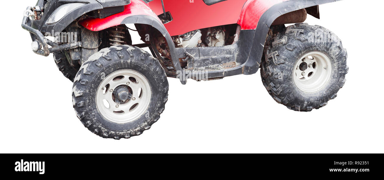 red atv quad bike isolated on white background Stock Photo - Alamy