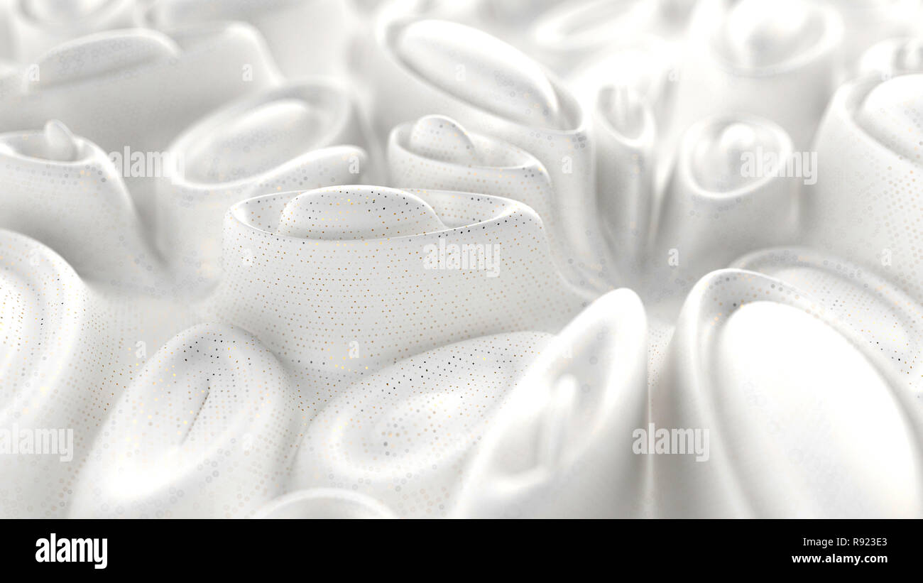 Abstract white background with bionic soft shape. 3d render ...