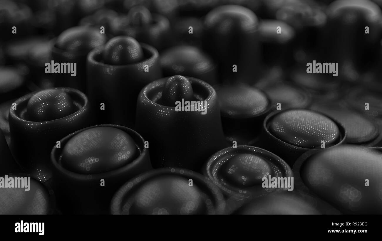 Futuristic black background with bionic soft shape. 3d render ...