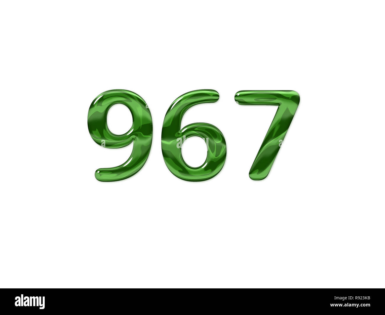 Green Number 967 isolated white background Stock Photo - Alamy