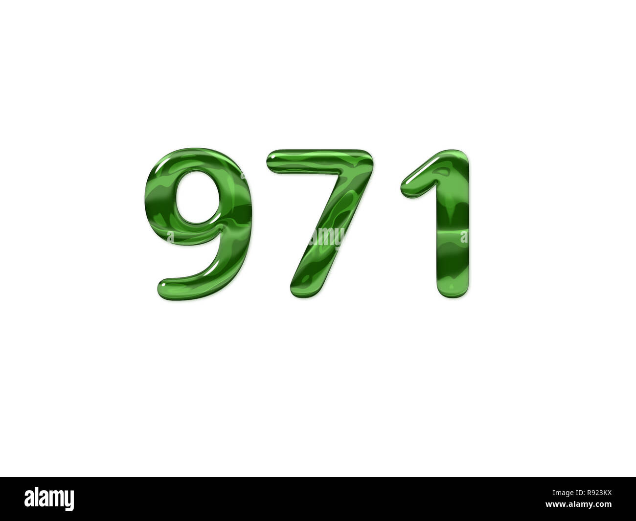 Green Number 971 isolated white background Stock Photo - Alamy