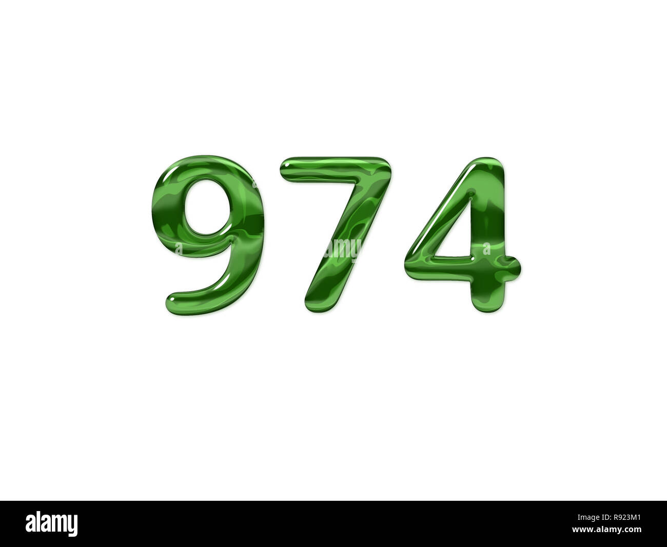 Green Number 974 isolated white background Stock Photo - Alamy